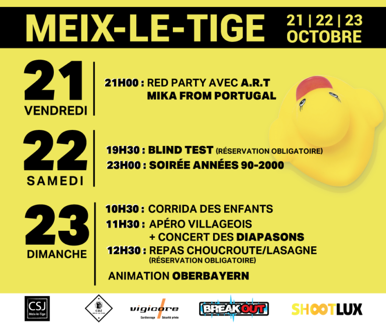 Meix-le-Tige : Retour du week-end de la fête ces 21-22 et 23 octobre
